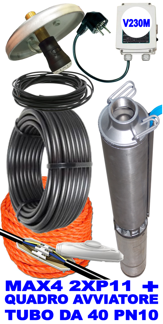 Impianto di sollevamento acqua per pozzo con pompa sommersa MAX4 2XP11 ...
